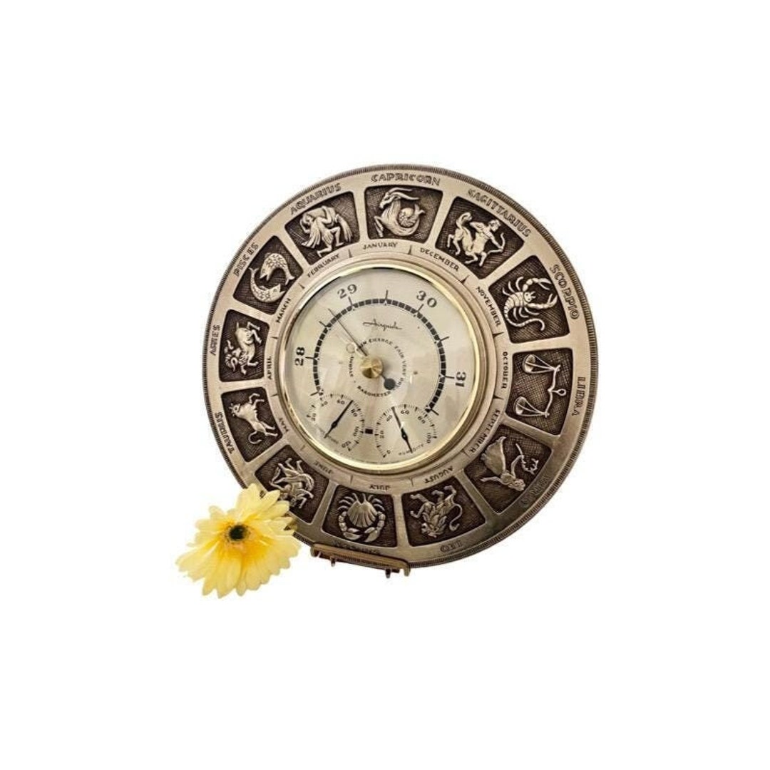 Vintage Airguide Barometer Thermometer With Zodiac Face – Unique Home ...