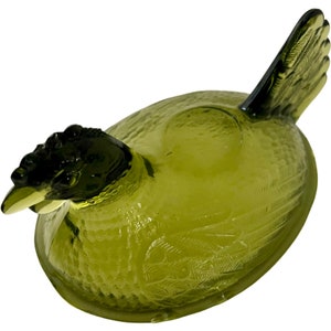 Vintage Indiana Glass GREEN Glass hen on Nest / Green Glass Candy ...