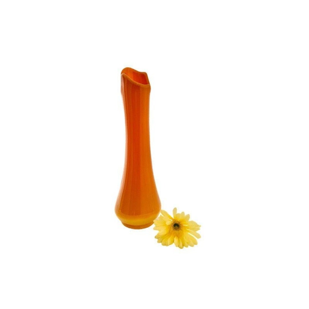 Vintage L.E. Smith Bittersweet Orange Glass Vase - 16" Mid-century ...