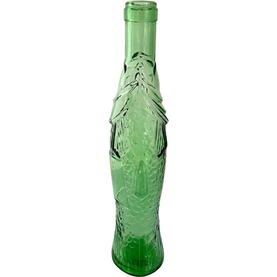 Vintage Green Glass Fish Bottle by Vetreria Estruca / Italian - Etsy