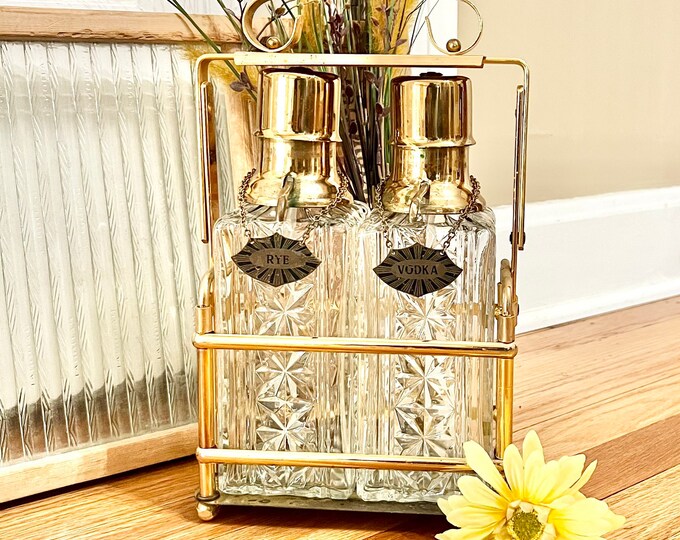 Rare Vintage Bourbon/scotch/rye/vodka Whiskey Decanter Set With Caddy ...