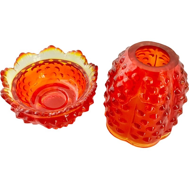 Vintage Fairy Lamp / Fenton Amberina Hobnail 2 Piece Fairy - Etsy