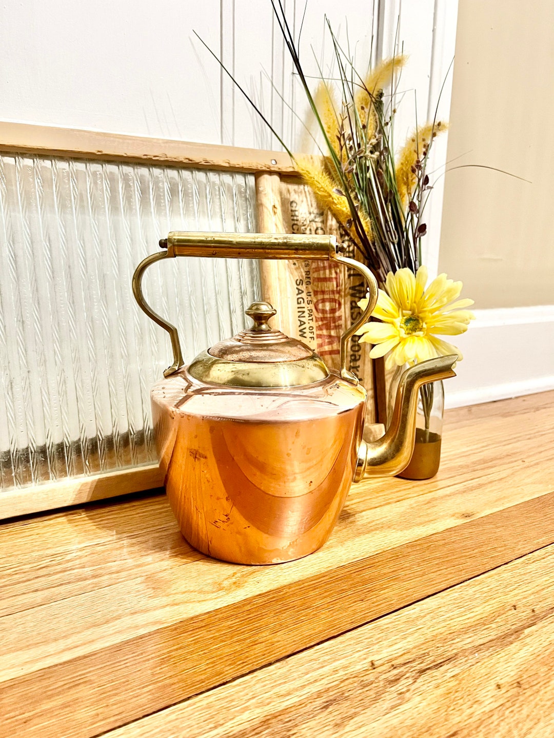 Antique Brass and Copper Kettle: 80 Oz Collectible Tea Kettle - Etsy