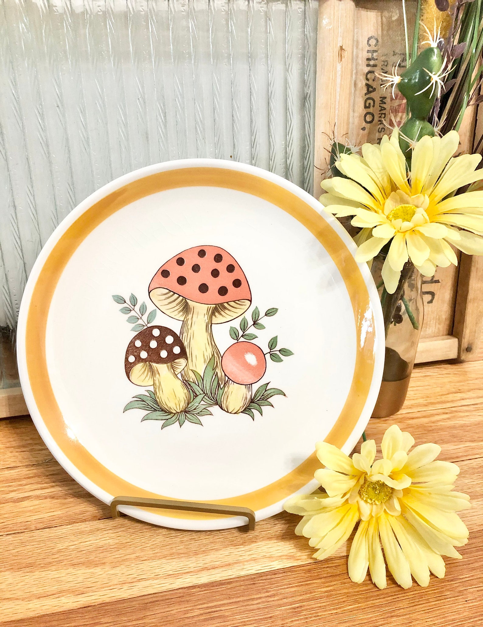RARE Vintage / Retro Merry Mushroom SET of 4 Dinner Plates 9 | Etsy