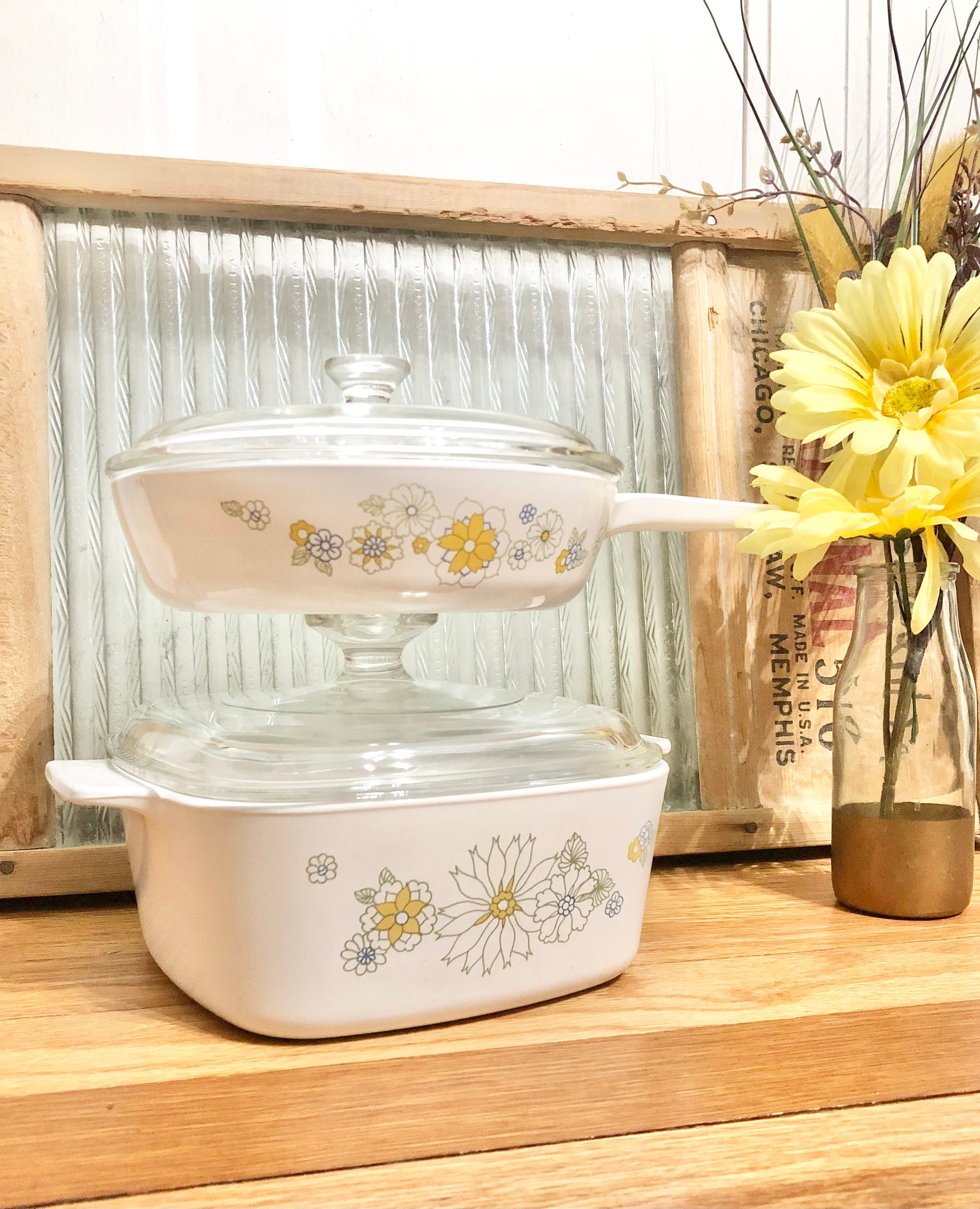 Vintage Corning Ware Floral Bouquet Casserole Dish and Skillet Set - Etsy