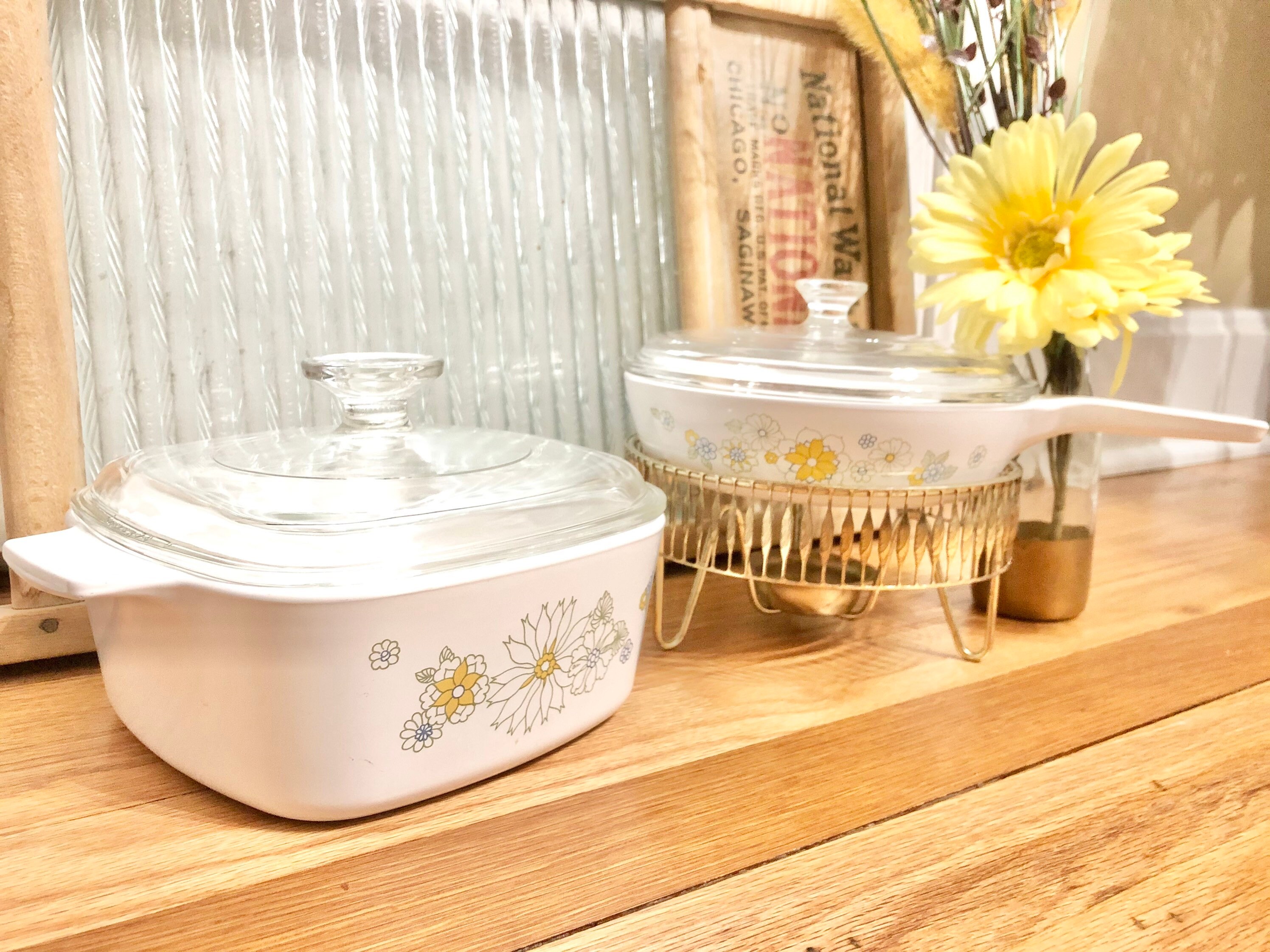 Vintage Corning Ware Floral Bouquet Casserole Dish and Skillet Set - Etsy