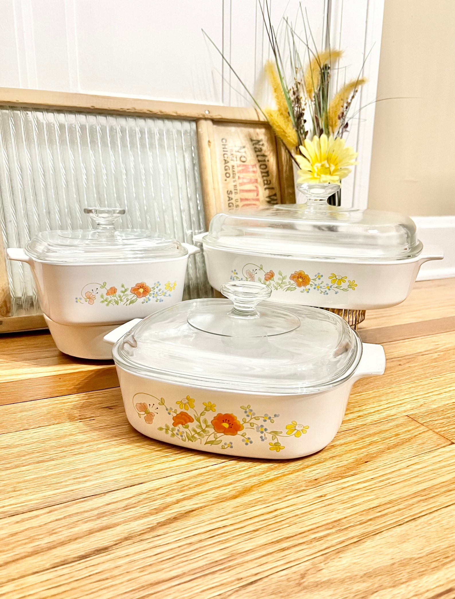 Vintage Corning Ware Wildflower Casseroles 6 Piece SET of 3 / | Etsy