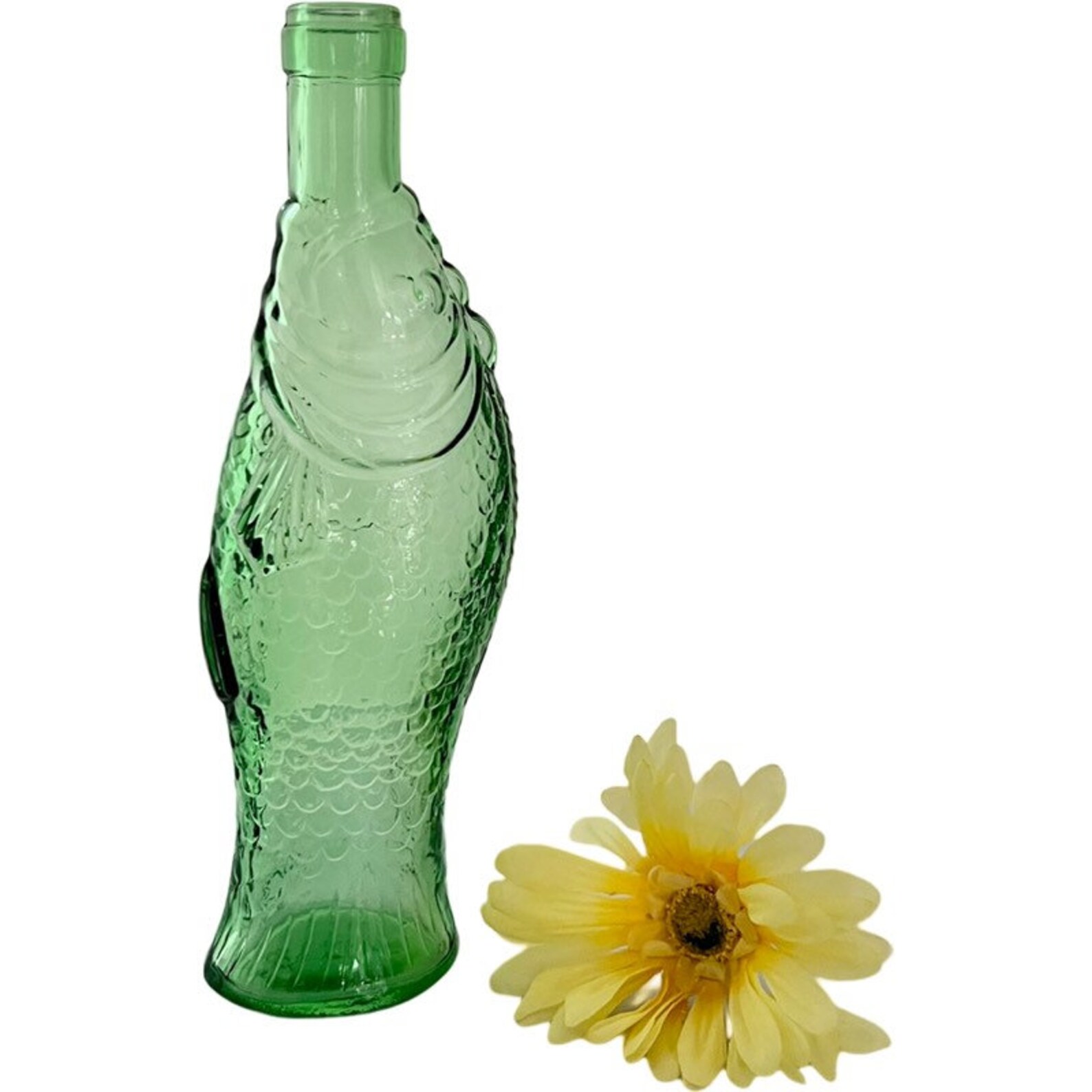 Vintage Green Glass Fish Bottle by Vetreria Estruca / Italian - Etsy