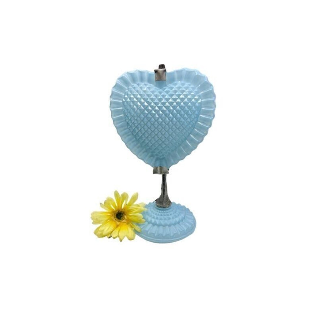 RARE Antique Blue Heart Shaped Lamp / 1900's Blue Heart Shaped Glass ...