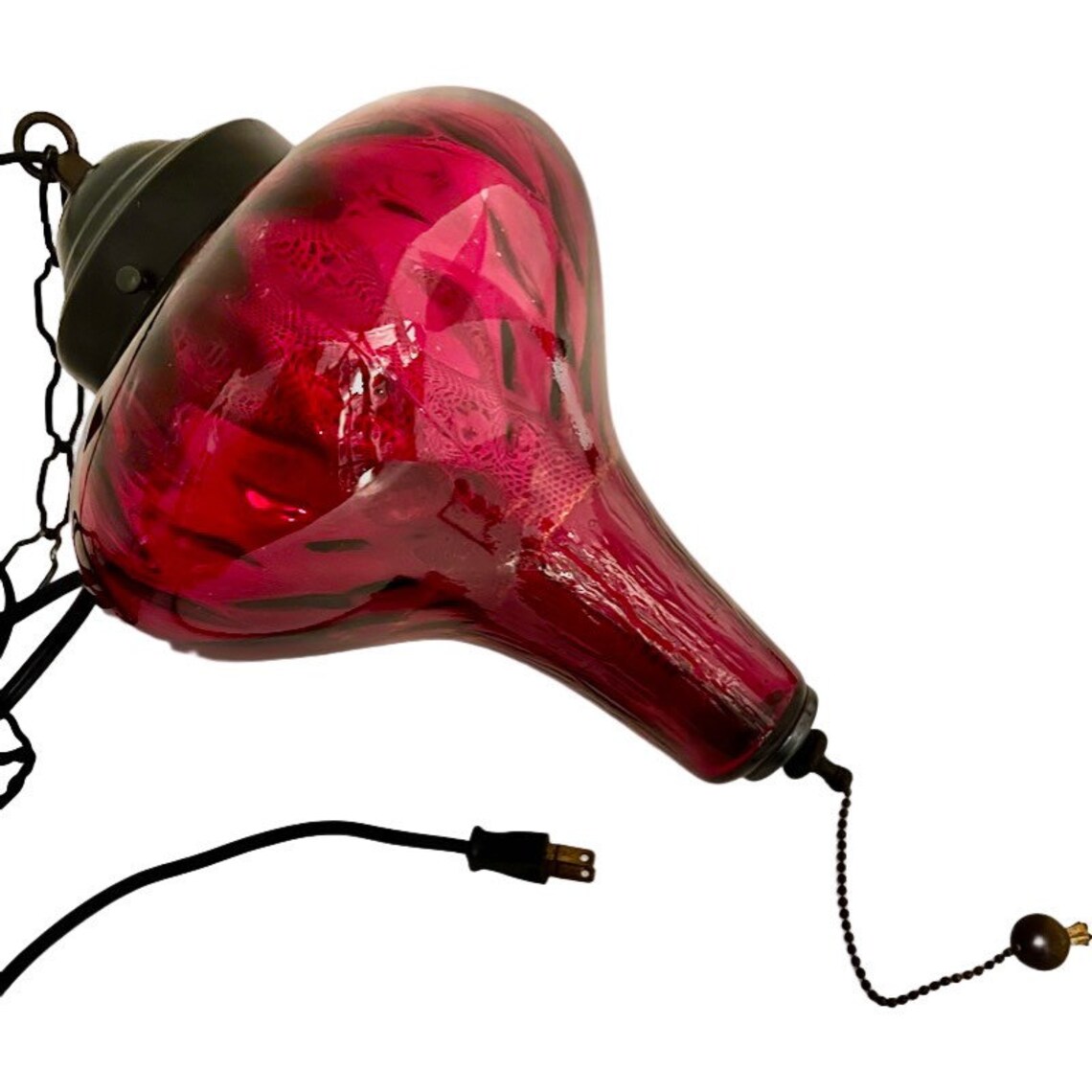 Vintage STUNNING Ruby Red SWAG Lamp / Mid-century Large Red | Etsy
