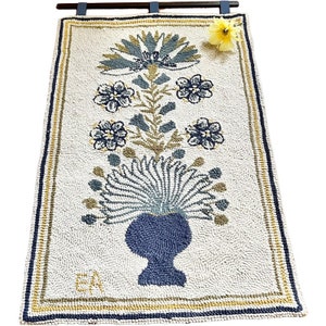 Vintage Large Latch Hook Wall Art / Latch Hook Wall Rug Décor / 1970s ...