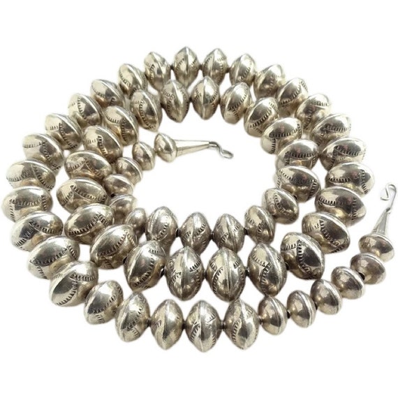 Vintage Navajo Concho Graduated Pearls Necklace / Ste… - Gem