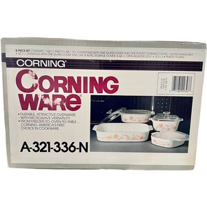 New Vintage Corning Ware Peach Floral 8-piece Casserole Set (original ...