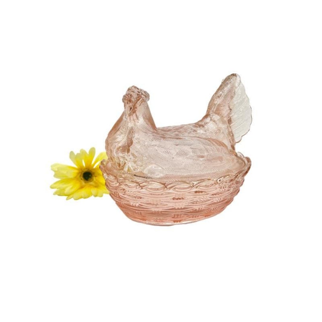 Vintage Pink Iridescent Glass Hen on Nest: AA Importing, 1950s Decor - Etsy