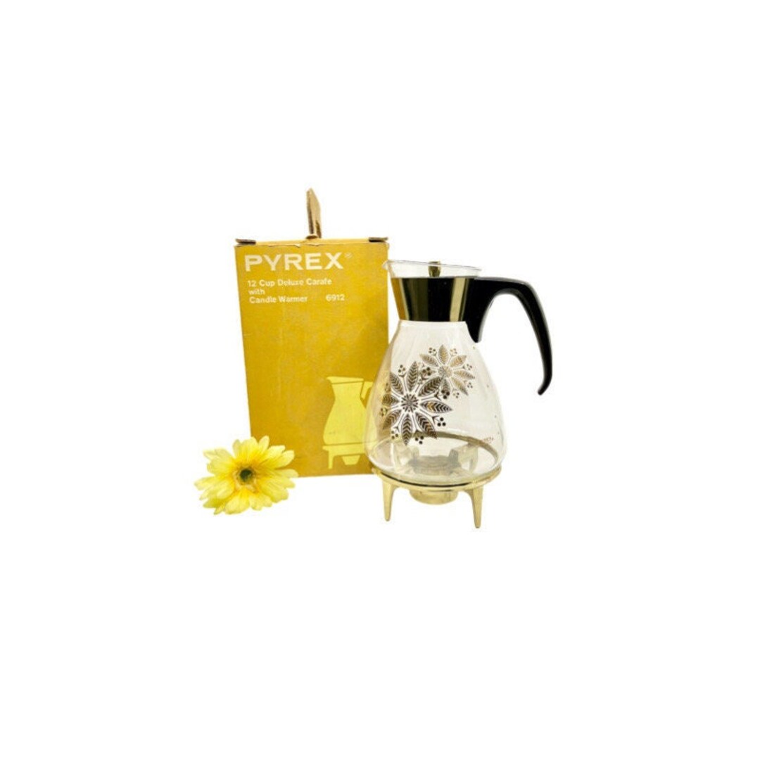 Vintage Pyrex Atomic Floral Carafe With Warmer Stand & Original Box - Etsy