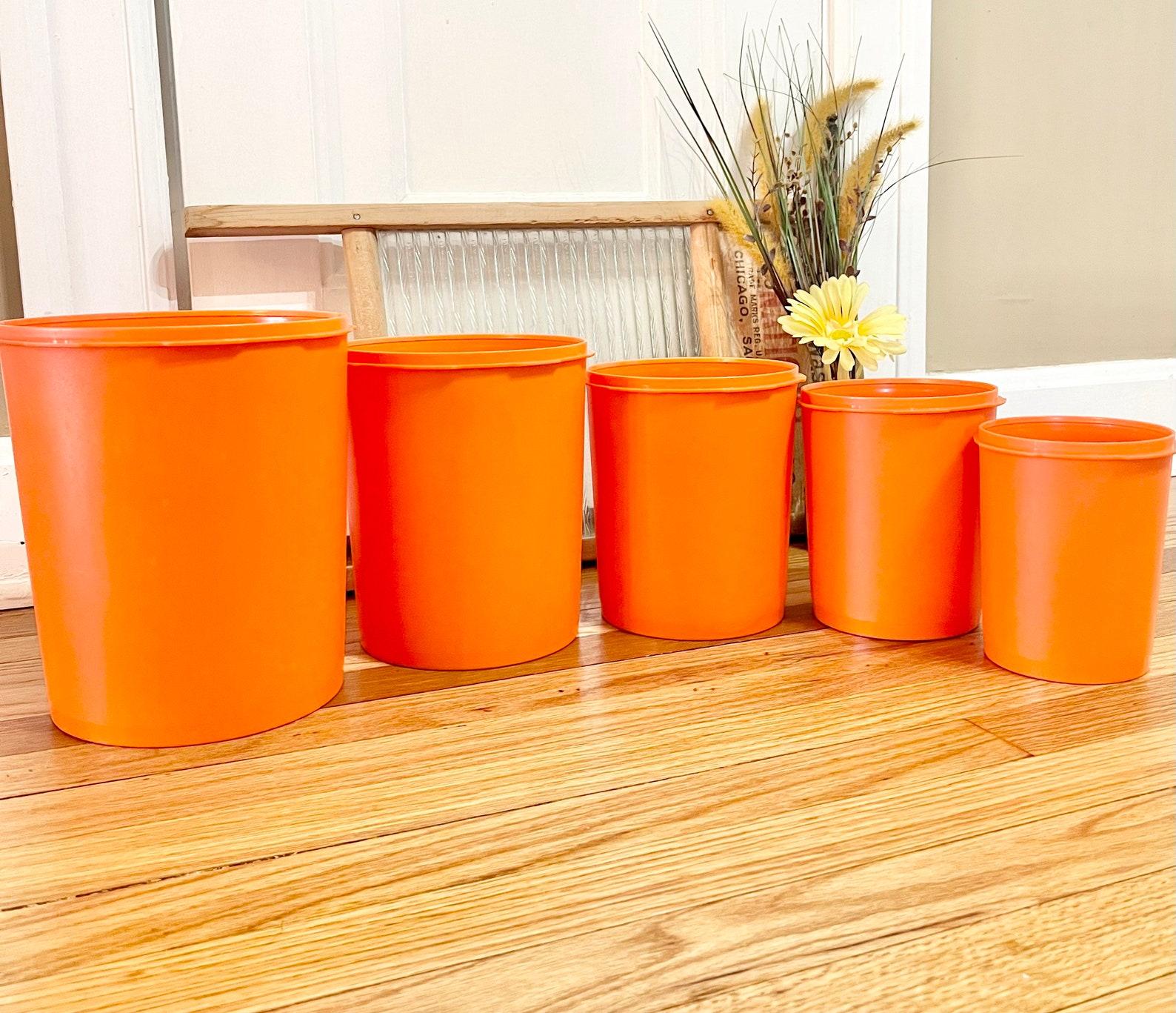 Vintage Orange Tupperware Set of 5 Servalier Nesting Canisters | Etsy