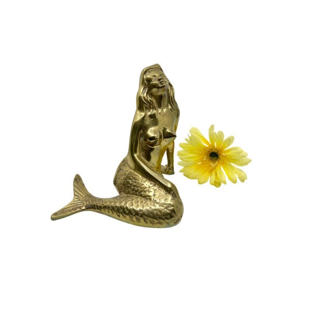 Vintage Brass Mermaid Statue: Hollywood Regency Boho Decor - Etsy