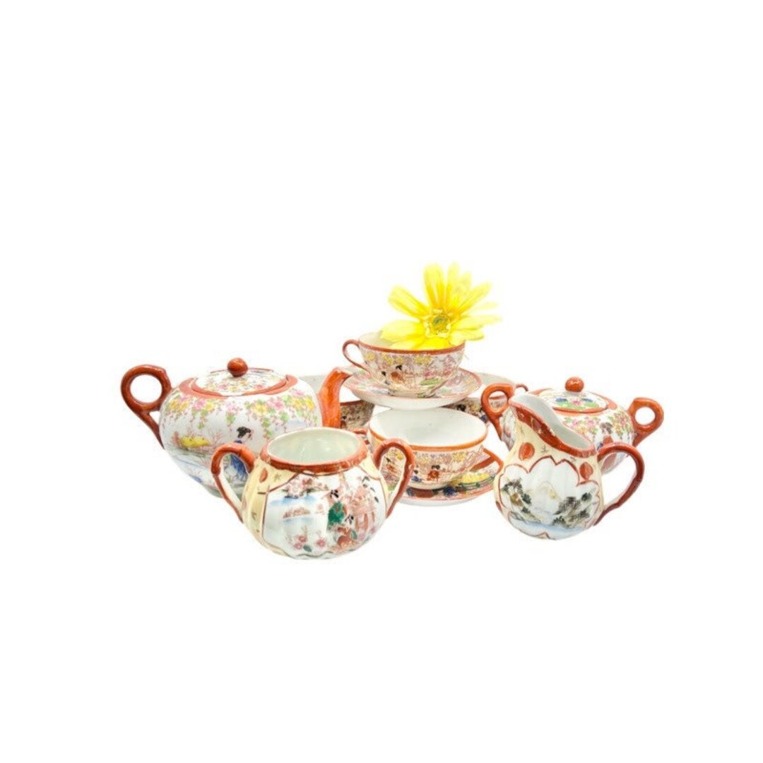 Vintage Japanese Nippon Hand Painted 14 Piece Geisha Tea Set for 4 ...