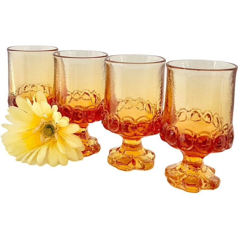 Vintage Set of 4 Tiffin Franciscan Madeira Amber 6 Ounce - Etsy