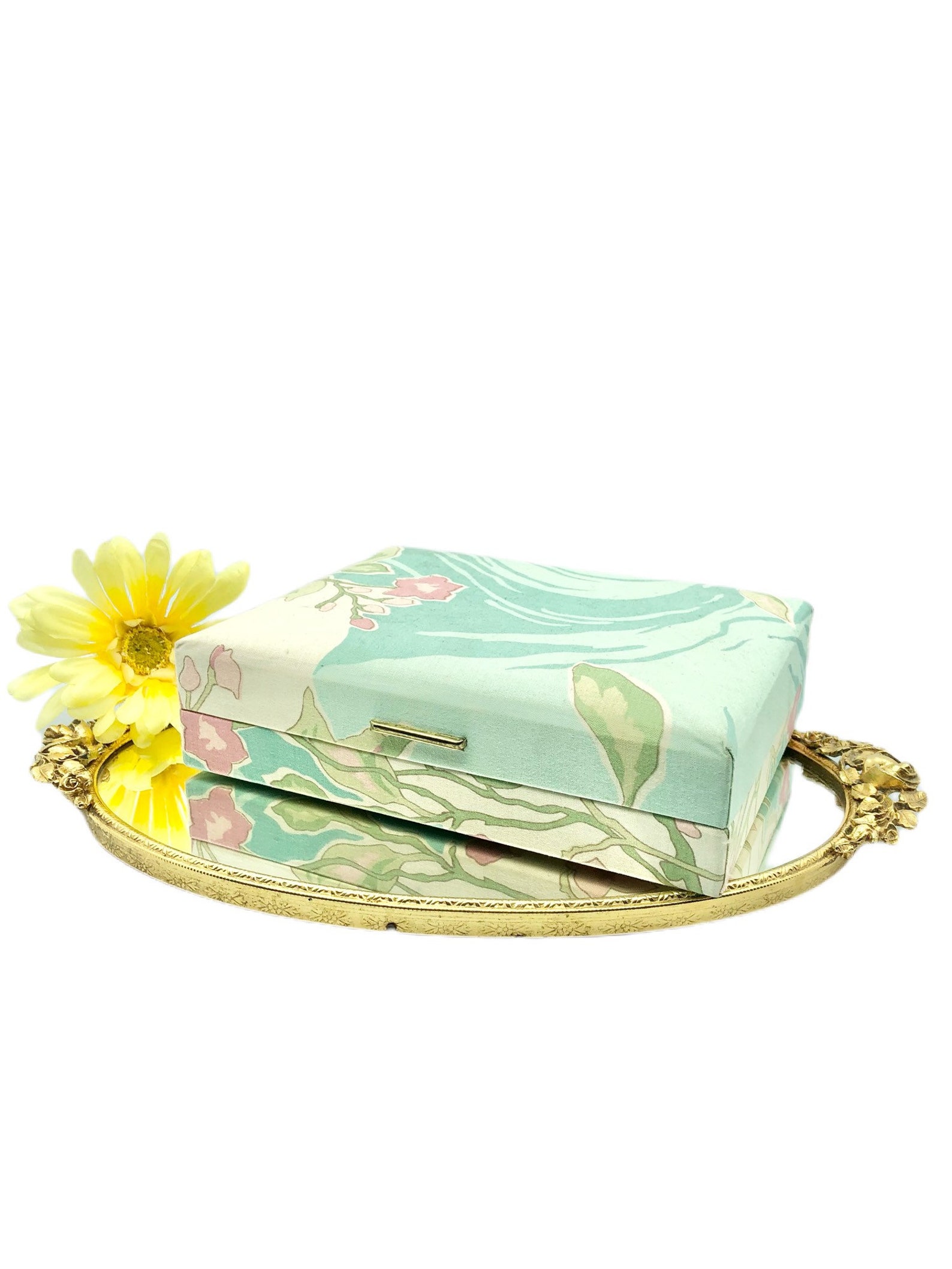 Vintage Large Floral Fabric Jewelry Box With Divided Inserts / - Etsy