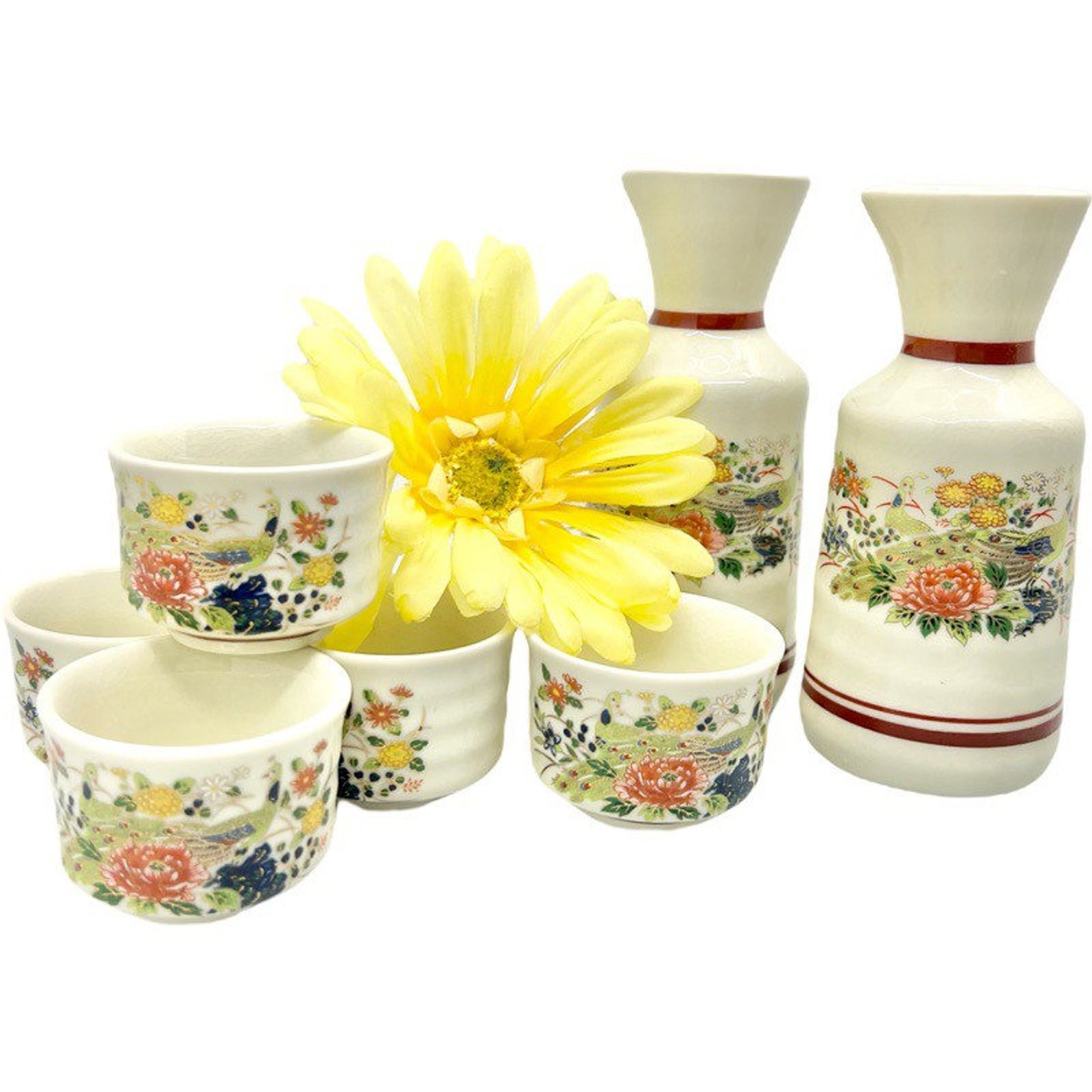 Vintage BEAUTIFUL 7 Piece Ceramic Sake Set / 1970s Japanese | Etsy