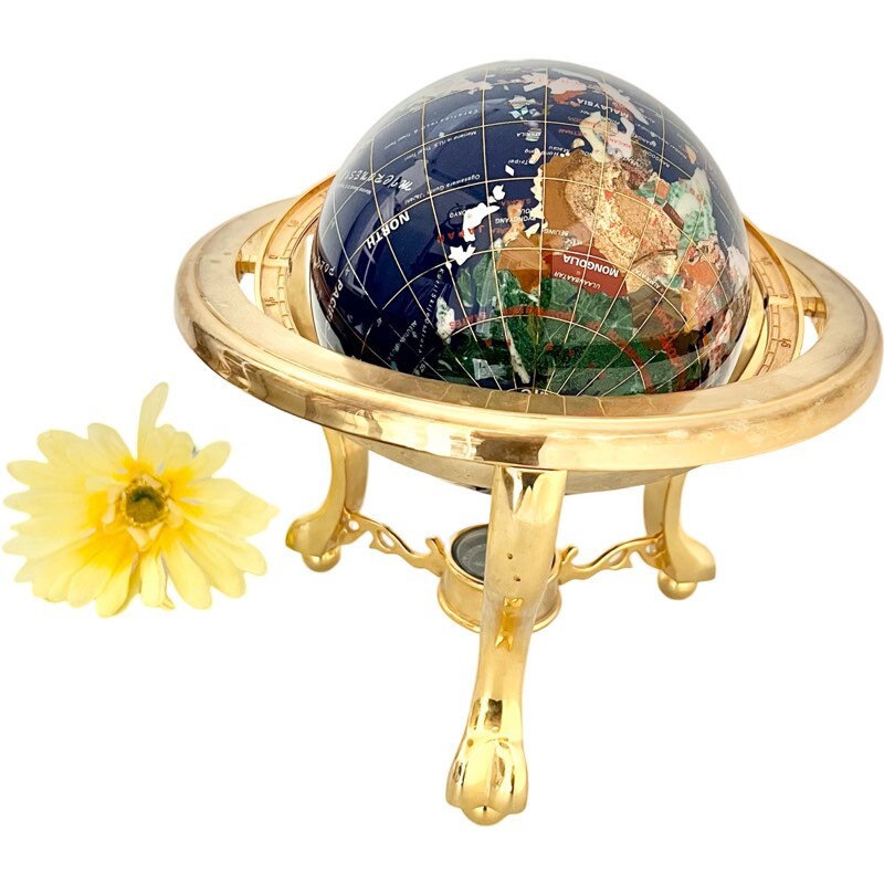RARE Vintage World Globe Semi-precious Gemstone Inlay 12 Tall - Etsy