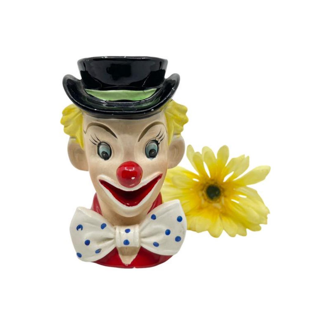 Vintage Napco Clown Head Vase: 1950s Japan Collectible With Sticker - Etsy