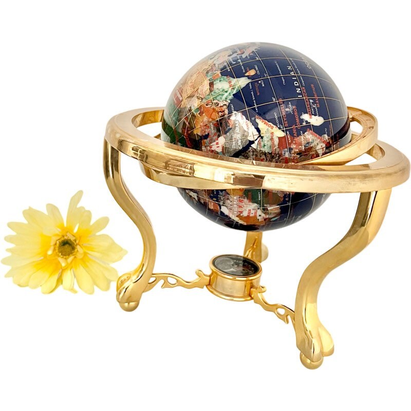 RARE Vintage World Globe Semi-precious Gemstone Inlay 12 Tall | Etsy