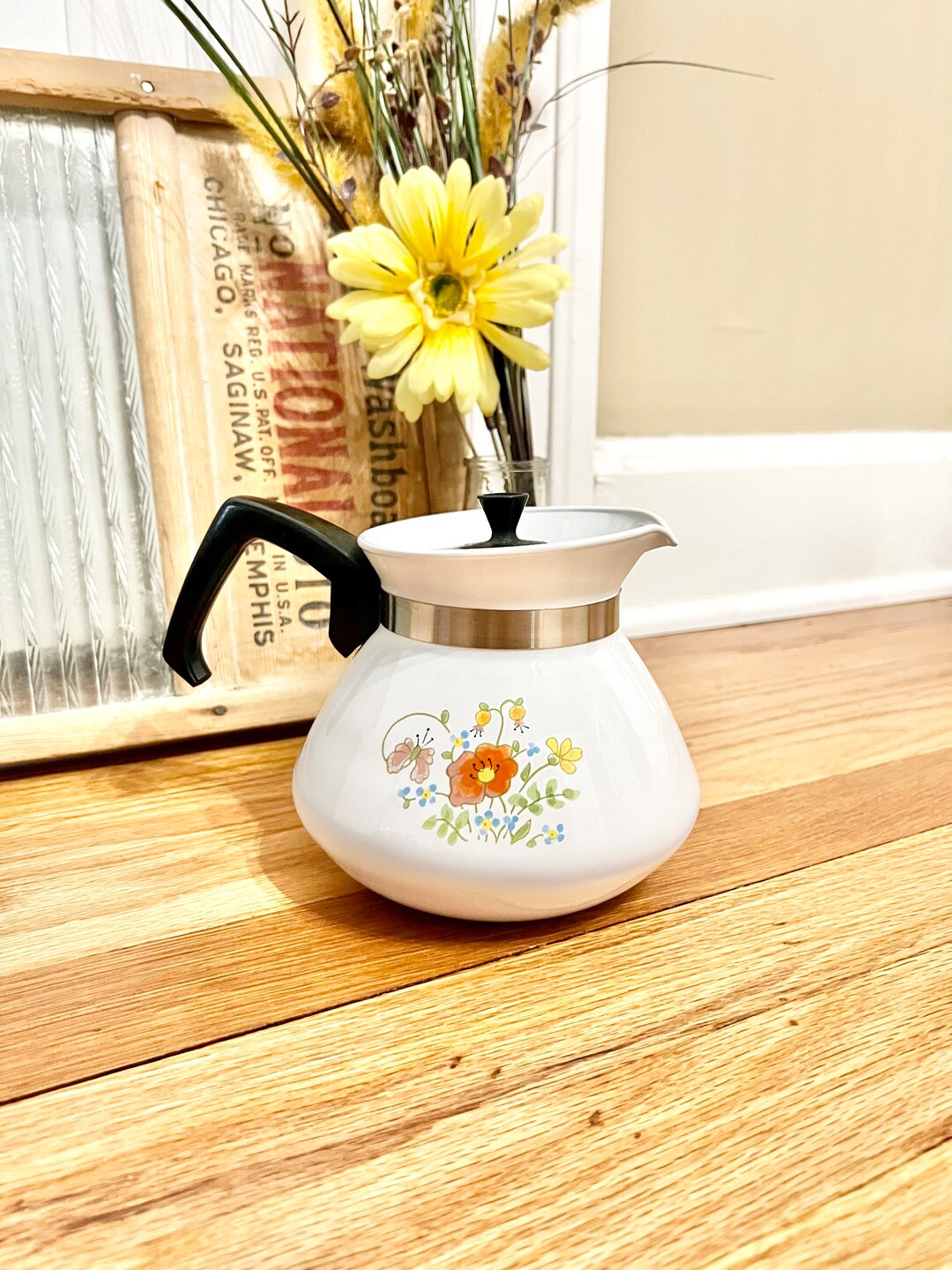 Vintage 1970s Retro Corning Ware Wildflower/ Spring Bouquet / 6 six Cup ...