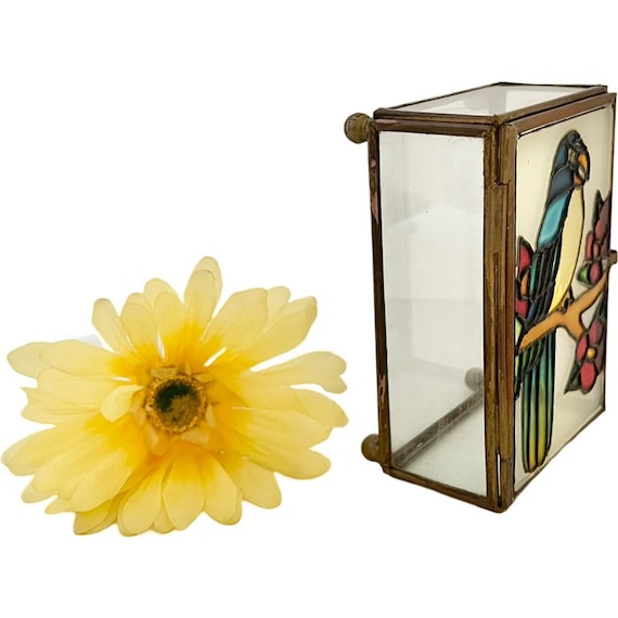 Vintage Stained Glass Parrot Jewelry Box - Mid-Centur… - Gem