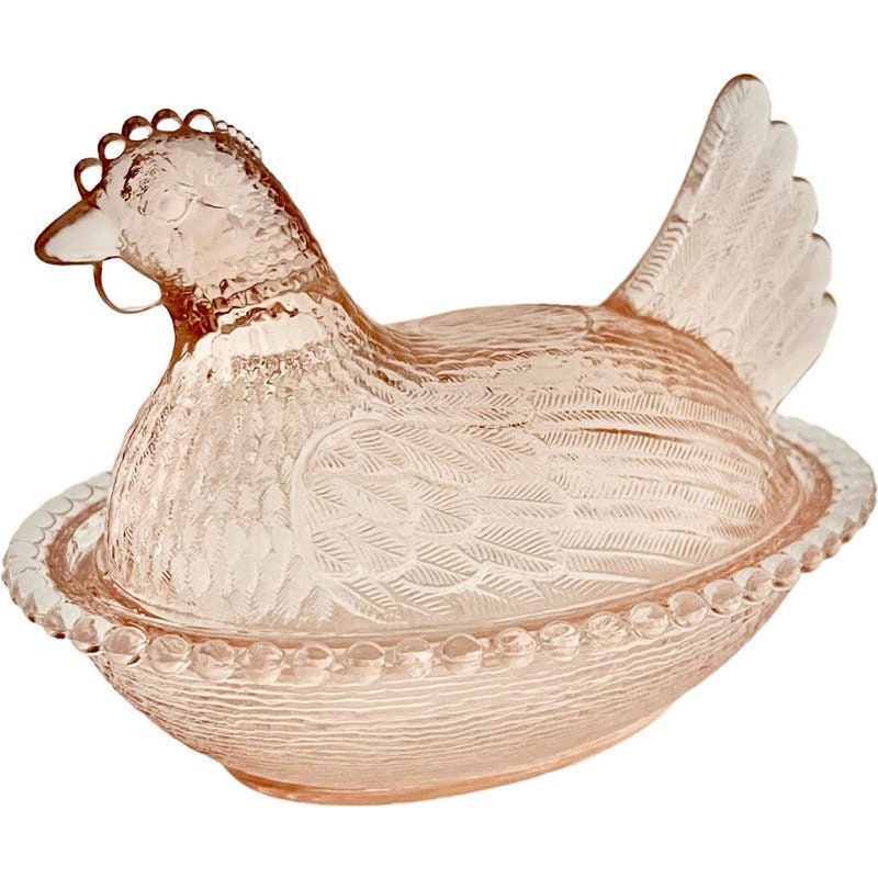 Vintage Indiana Glass Pink Glass hen on Nest / - Etsy