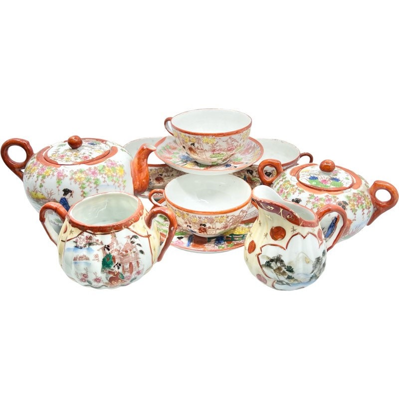 Vintage Japanese Nippon Hand Painted 14 Piece Geisha Tea Set - Etsy