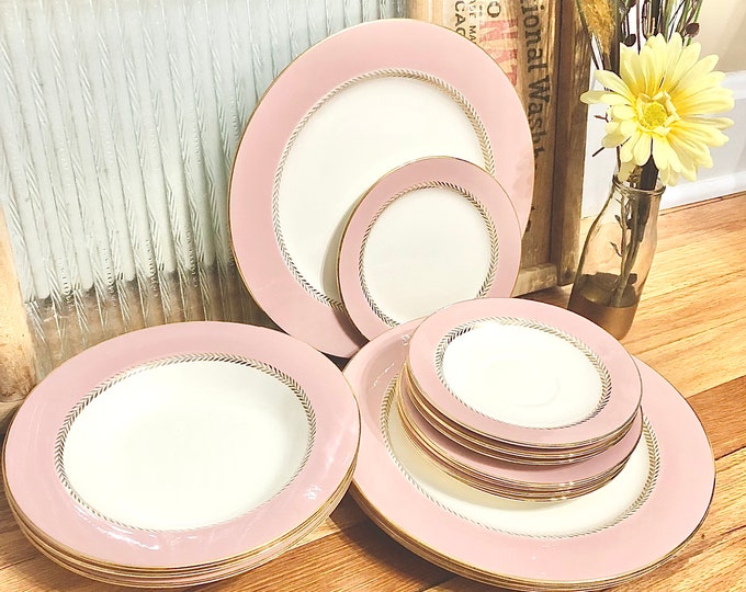 RARE Vintage 1950's 15 Piece Pink Laurel Dinnerware by Homer Laughlin ...