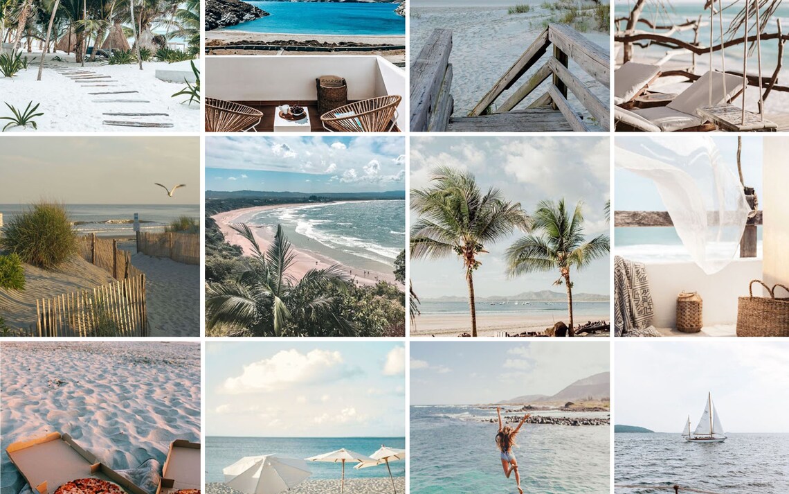 Summer Blue Beach Wall Collage Kit Printable Digital Art | Etsy