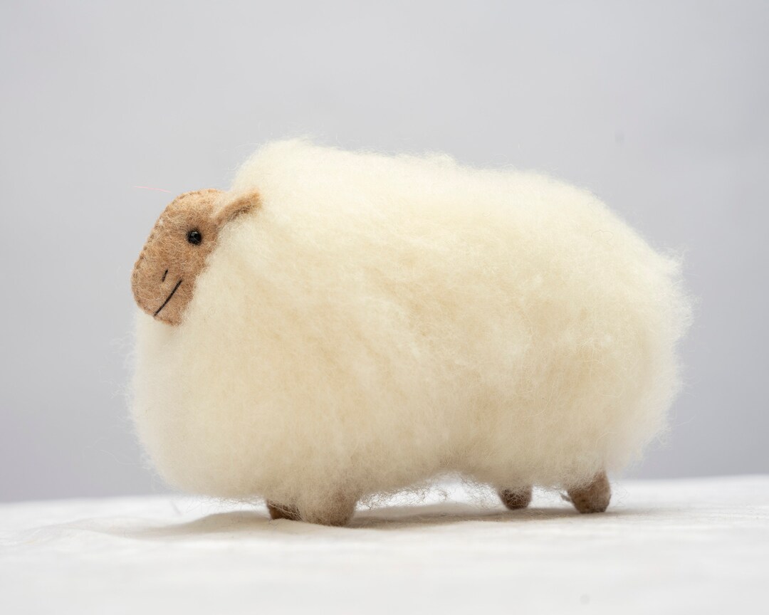 Handmade Felt Wool Fluffy Sheep Figuring- Organic Sheep Wool Home Decor ...