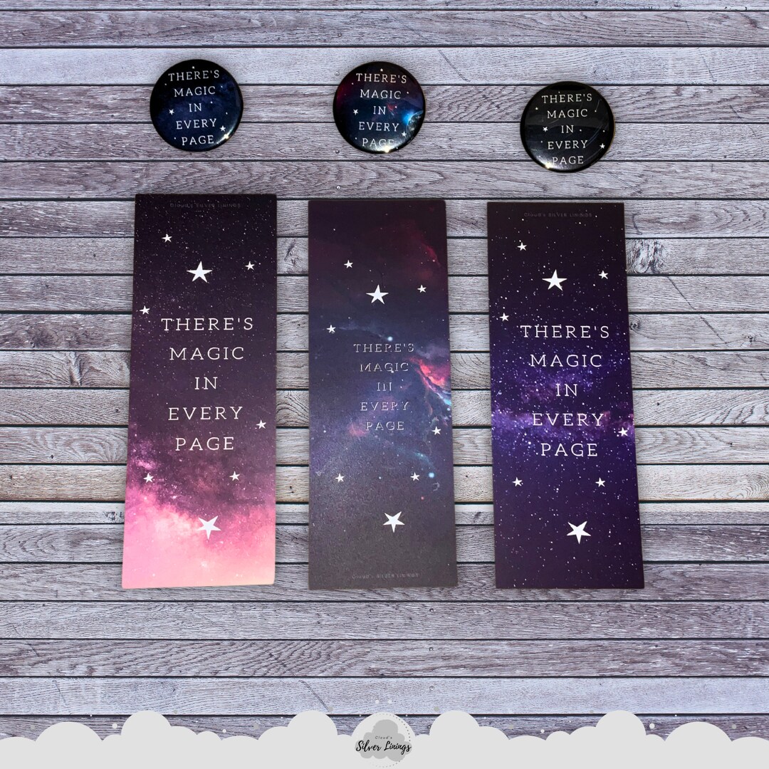 There's Magic in Every Page - Bookmarks + Button/circular/round Badges ...