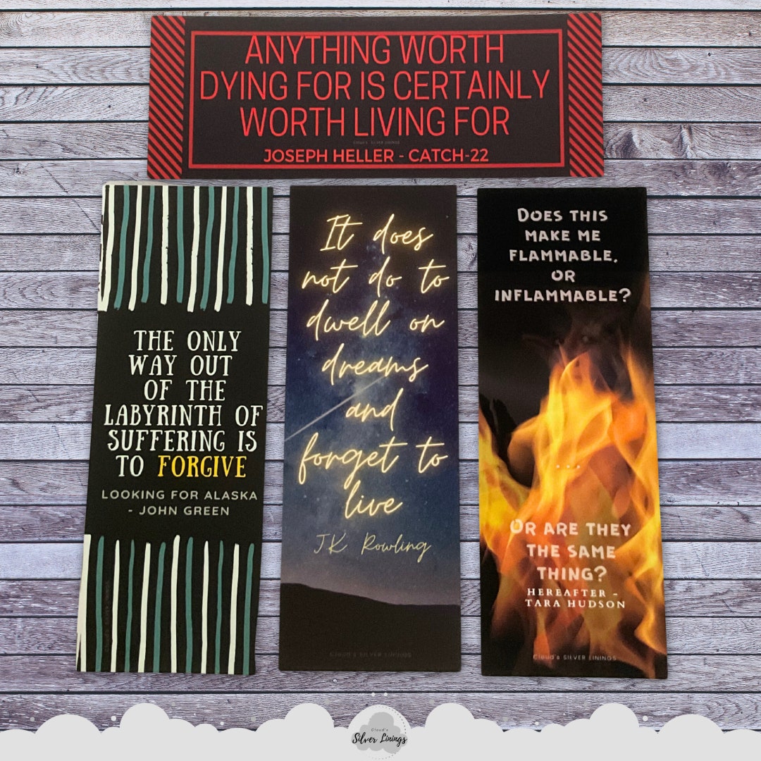 Bookmark Collection Dark Book Quotes john Green, Joseph Heller, Tara ...