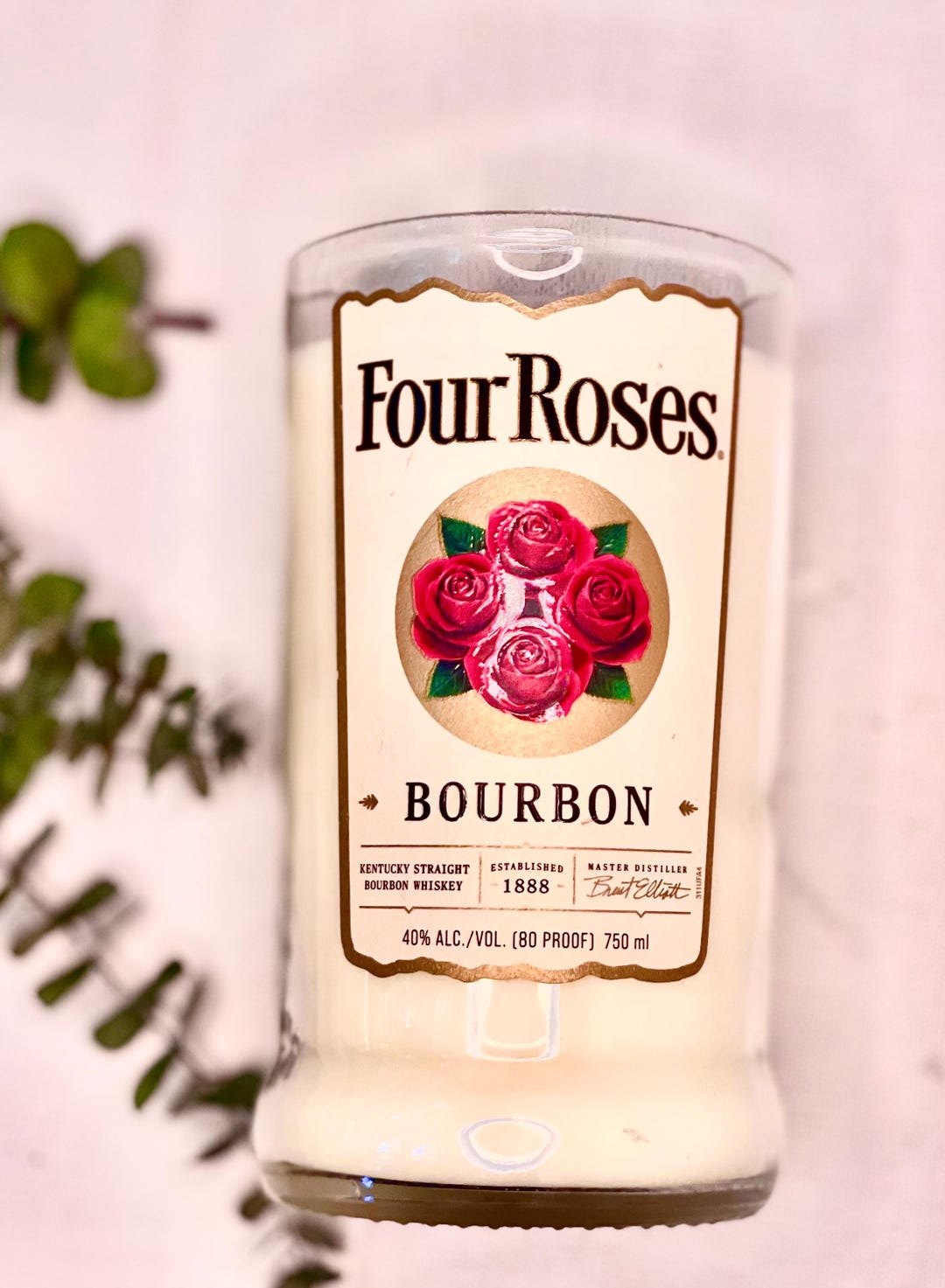 Bourbon Candle Four Roses Bourbon Bottle Old Fashioned Scent Soy Candle ...