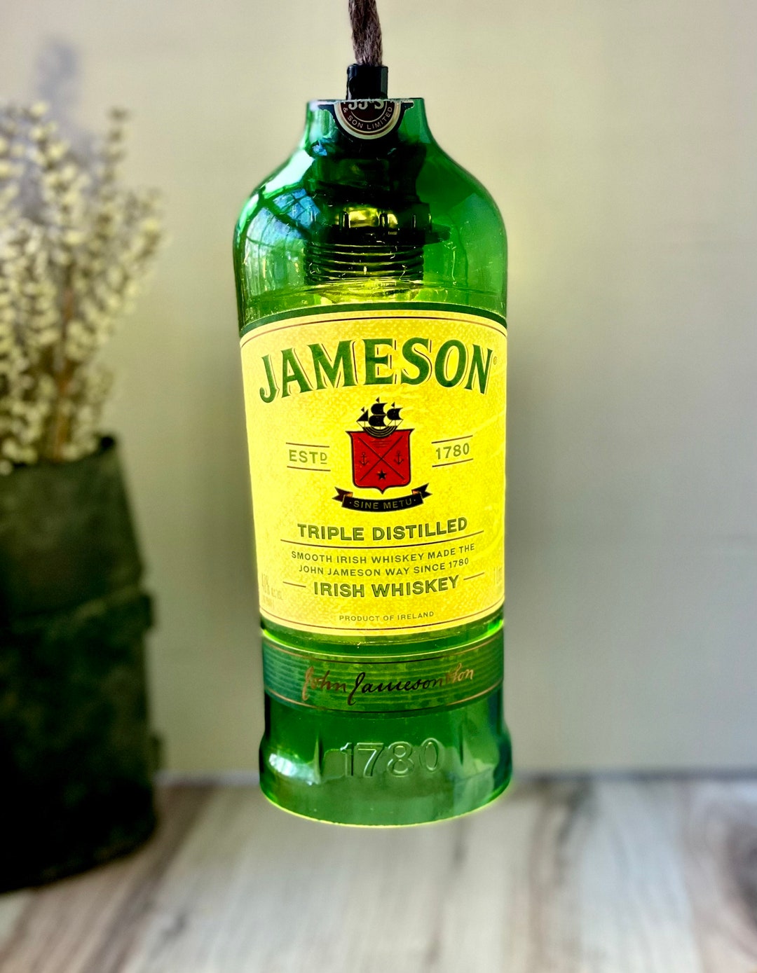 Liquor Bottle Light - Recycled Jameson Bottle - Pendant Style Light ...