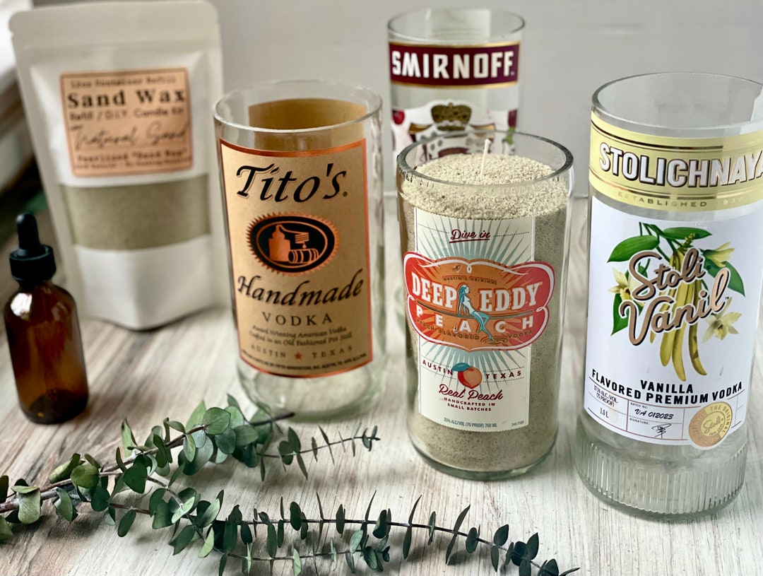 Vodka Bottle Sand Candle - Pre-cut Vodka Bottle (choose Your Bottle ...