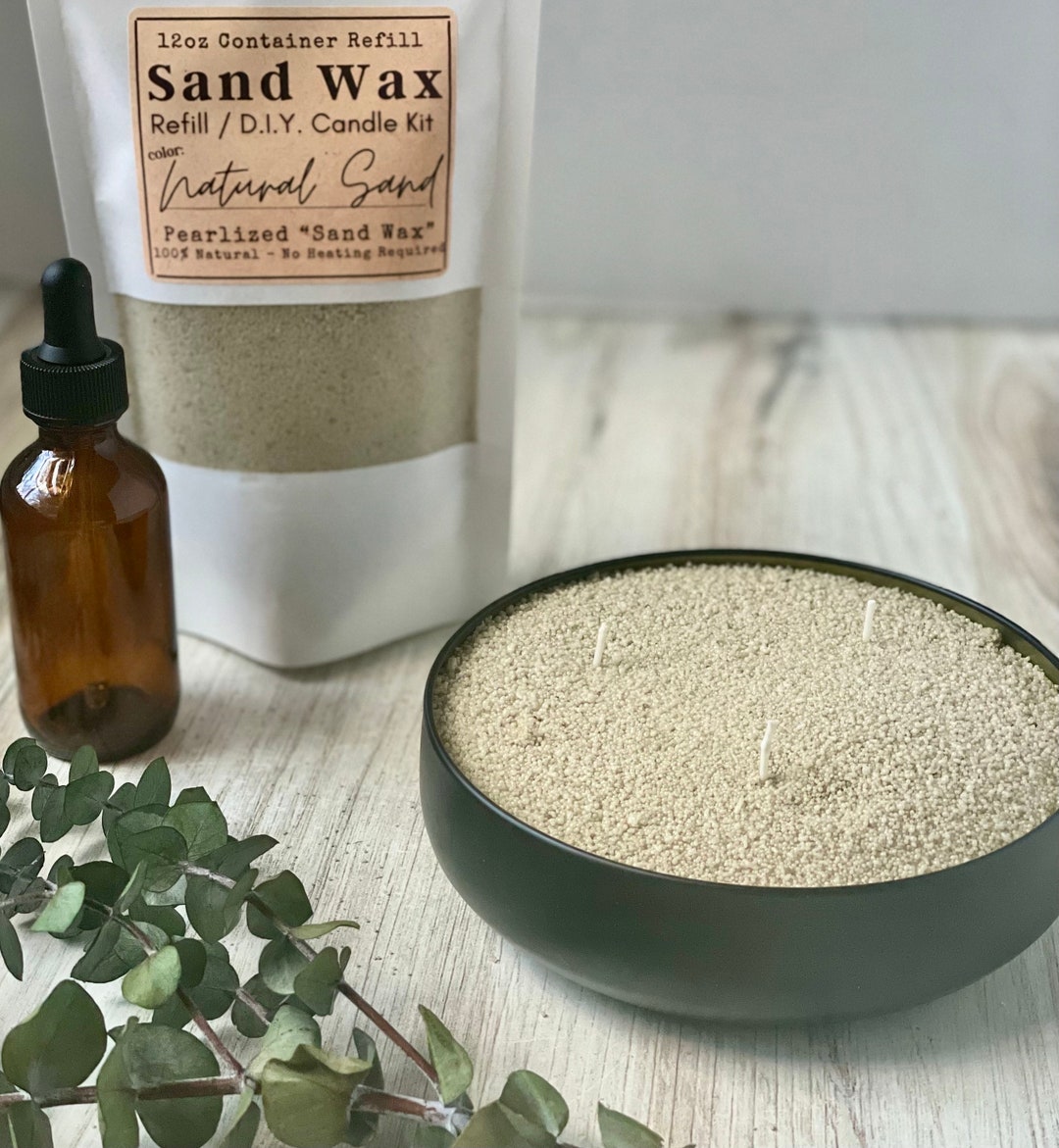 18oz Sand Wax Candle Kit WITH Black Tin W/gold Interior + Natural Sand ...