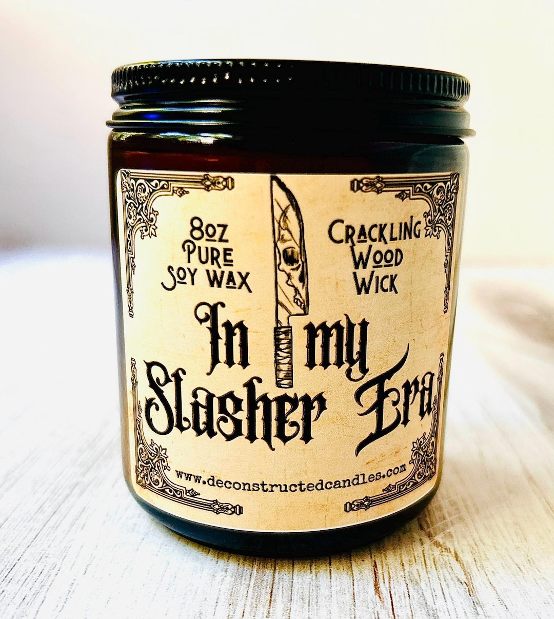 Halloween Soy Candle Wood Wick "in My Slasher Era" Gothic Candles ...