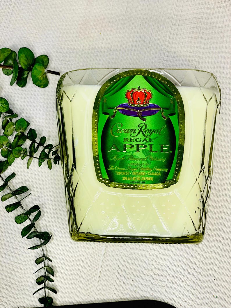 Apple Whiskey Scented Candle – Crown Royal Bottle, Organic Soy Wax - Etsy