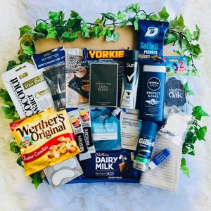 MEN’S HAMPER BOX Birthday Hamper for Him, Man Gift Hamper, Care Package ...