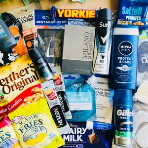 MEN’S HAMPER BOX Birthday Hamper for Him, Man Gift Hamper, Care Package ...