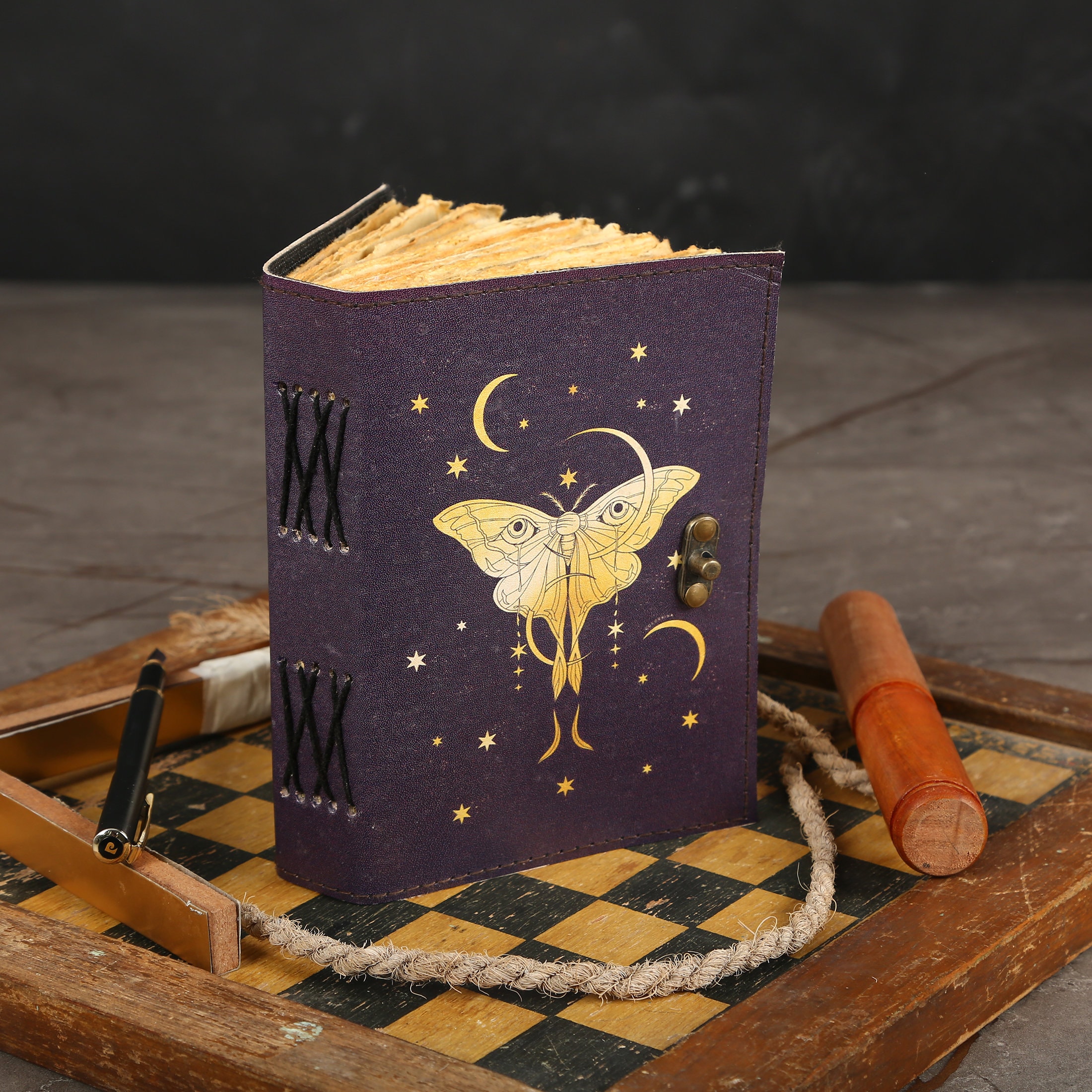 Luna Moth Blank Spell Book of Shadows Journal With Lock Clasp Vintage ...