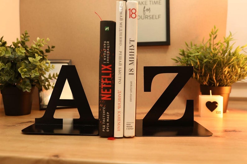 Metal Book Ends Letter Bookends Cute Bookend Alphabet Home - Etsy