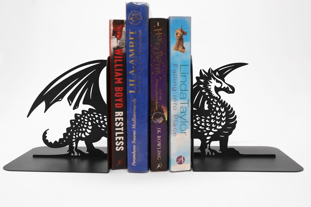 Book Lover Gift Dragon Metal Bookends Set Fantasy Book End Unique ...