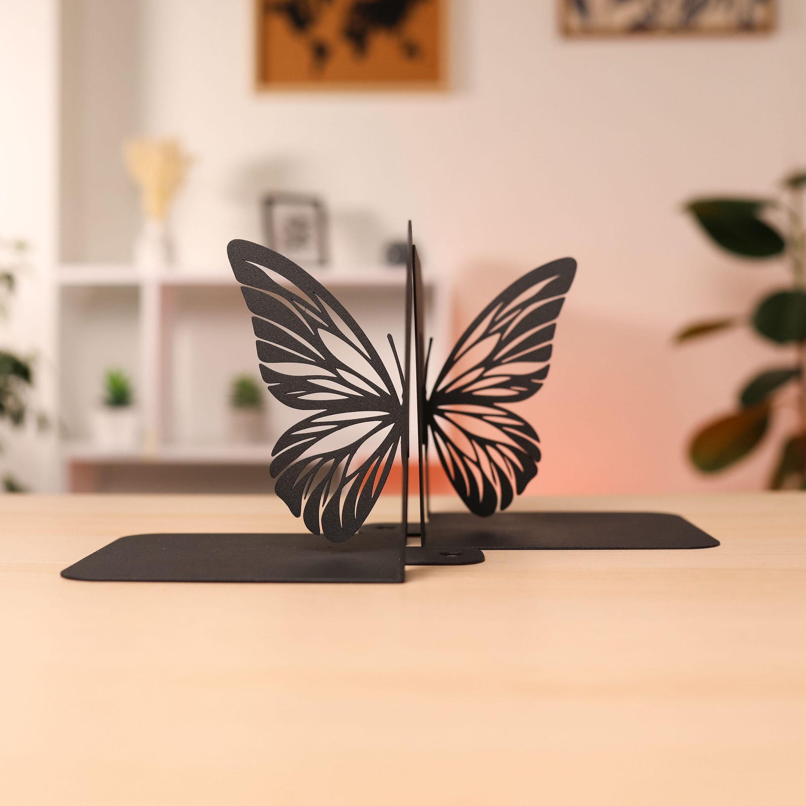 Butterfly Bookends, Black Metal Art Decor, Book Lover Gift - Etsy
