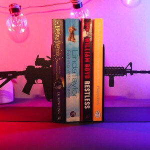Bookend Gun Black Metal Art AR15, Unique Iron Book End Csgo Machine ...